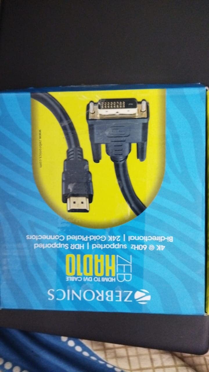 ZEBRONICS HAD10 1 Meter HDMI to DVI-D Cable with 4K @ 60Hz Resolution ...