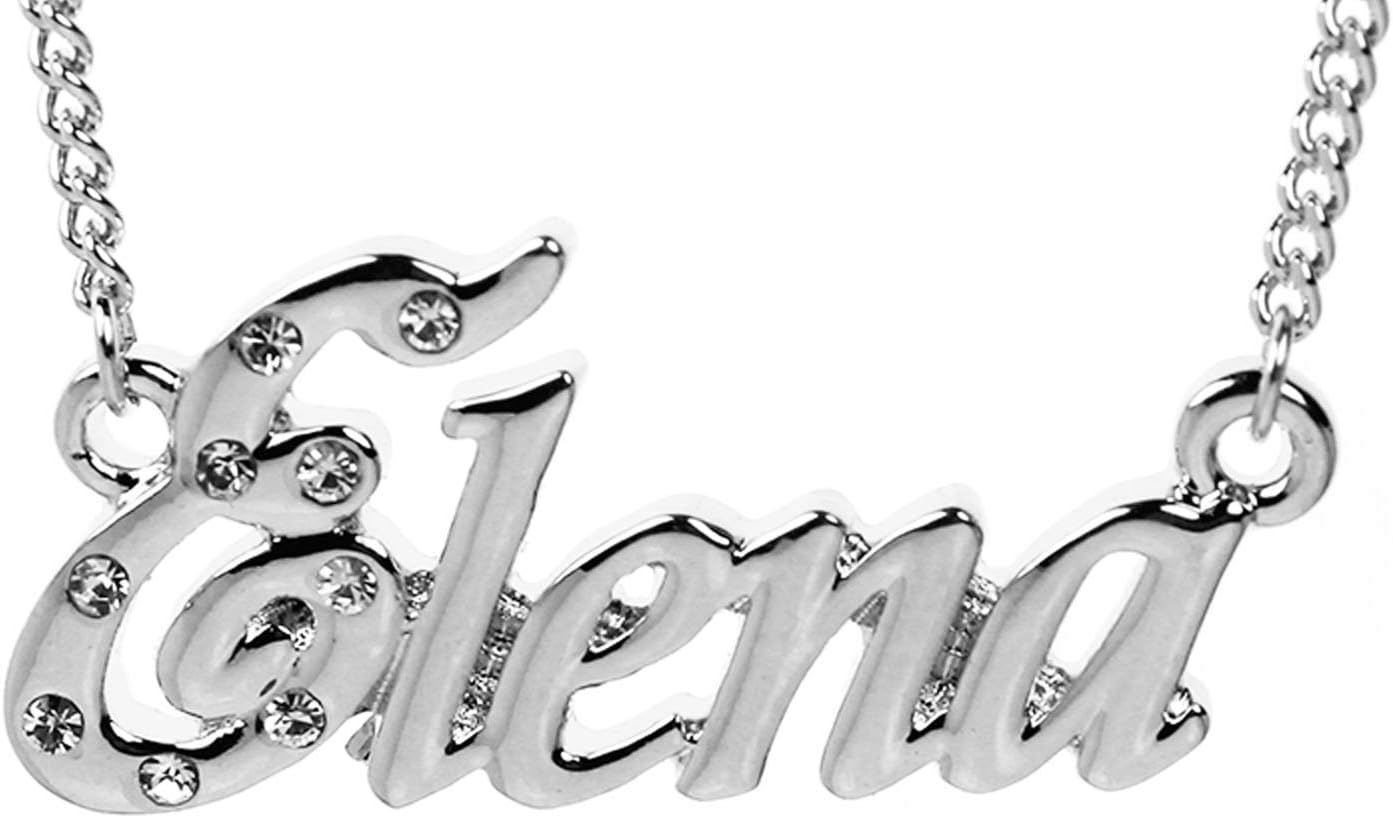 Amazon.com: Elena Name Necklace 18K White Gold Plated Personalized ...