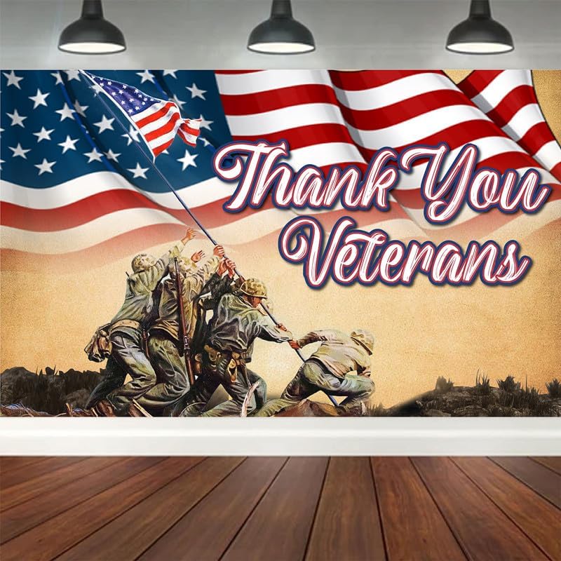 Amazon.com: Thank You Veterans Backdrop Banner Veterans Day Banner ...