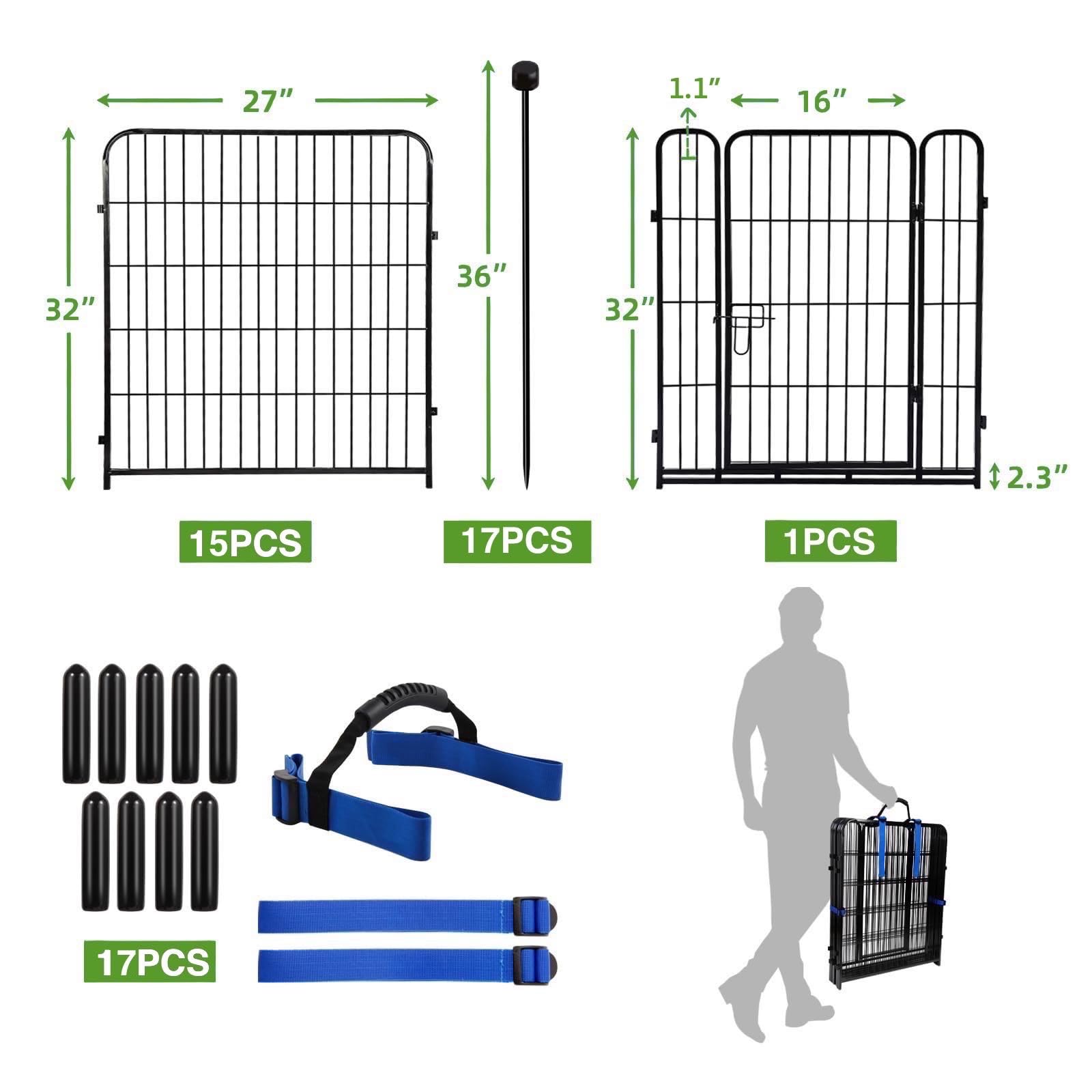 Snapklik.com : ADAVIN Tall Garden Fence 32 in(H) 16 Panels Total 35.4 ...