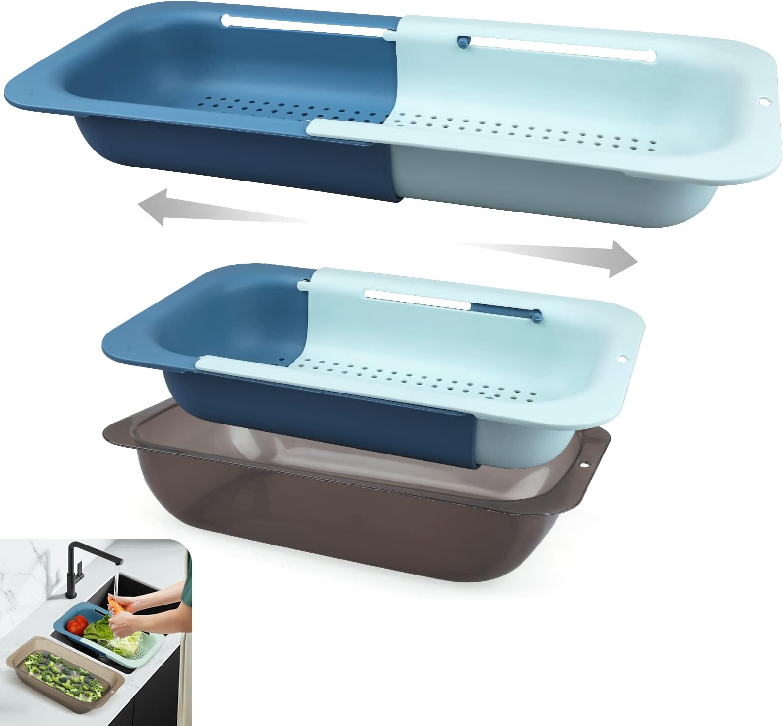 Amazon.com: Fifeyor Kitchen Extendable Over the Sink Colander Strainer ...