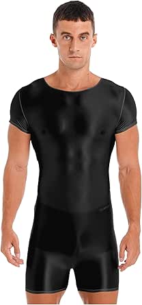 Amazon.com: YONGHS Men's One-Piece Short Unitard Jumpsuit Short Sleeve ...