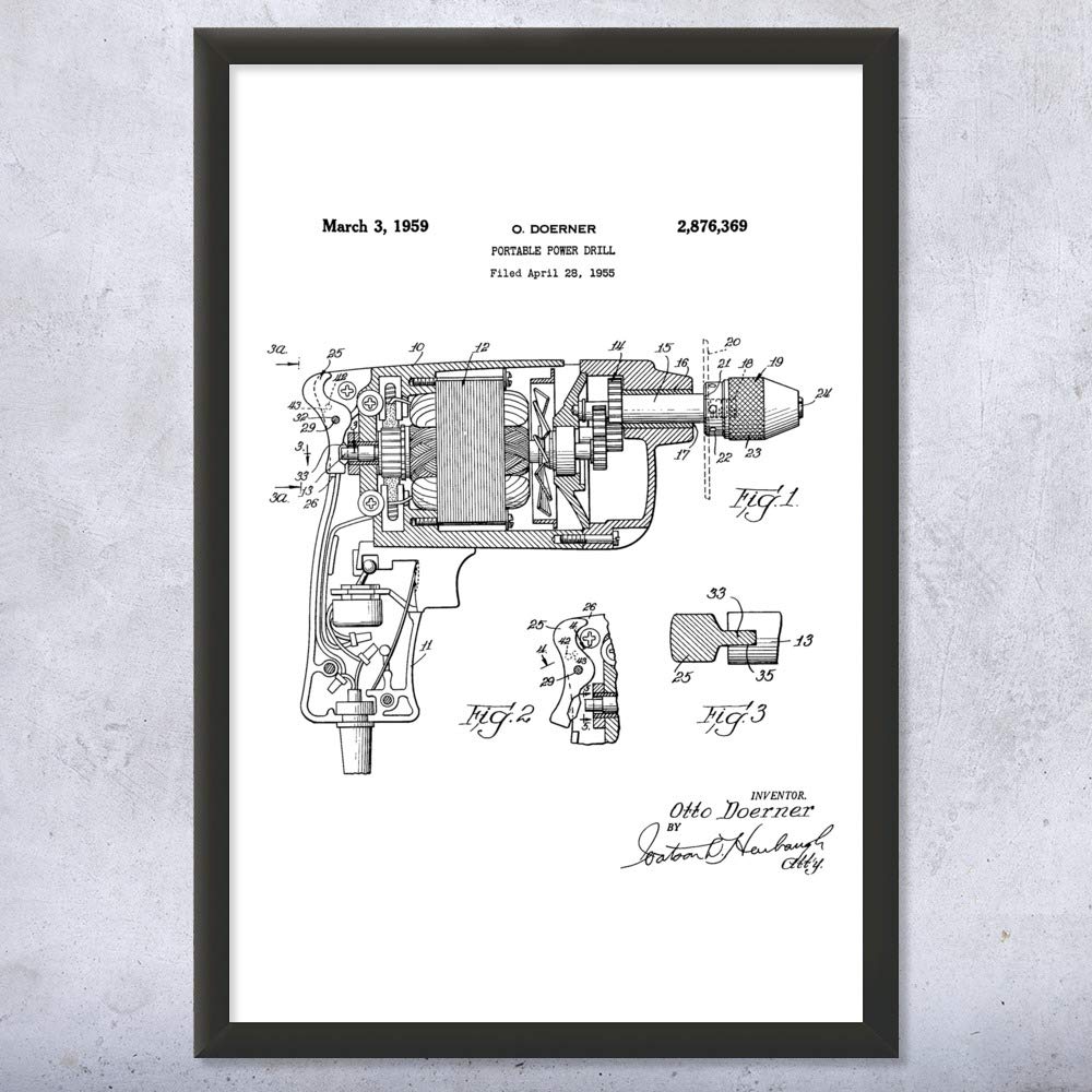 Electric Drill Drawing With Label