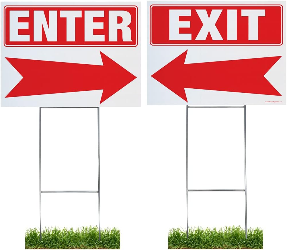 Amazon.com : 12 Pcs 17 x 6 Inch Arrow Sign Corrugated Plastic This Way ...