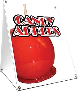 A-Frame Sidewalk Candy Apples Sign with Graphics On Each Side | 24" X ...