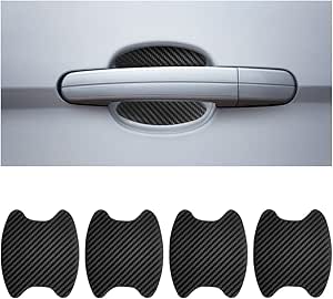 Adunsiaoto 4pcs Car Door Handle Scratch Protector, Carbon Fibre, Black ...