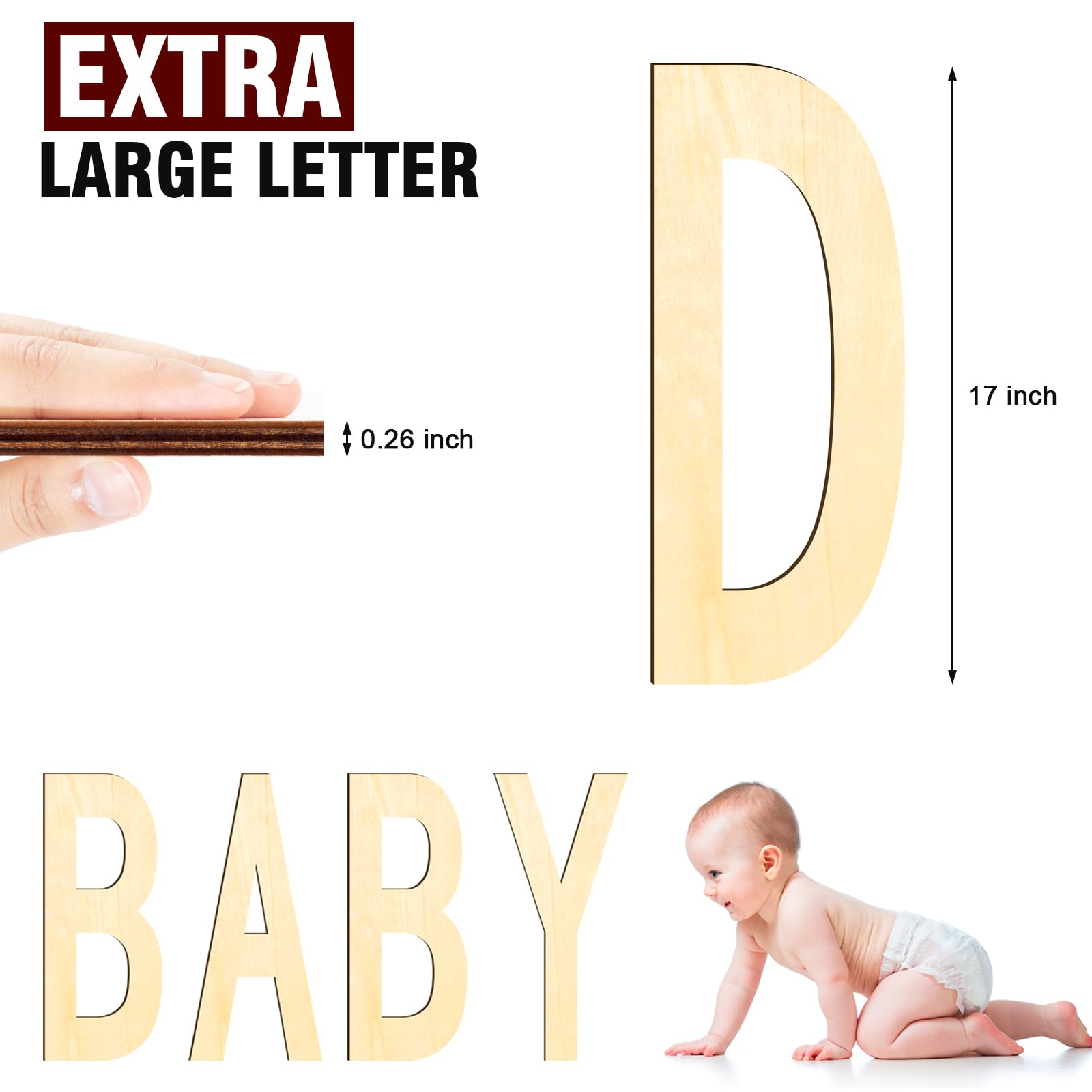 Snapklik.com : 17 Inch Wooden Letter D, 0.26 Inch Thick Large Wooden ...