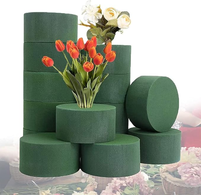 Oubesty Floral Foam Block 15Pcs Round Flower Sponge Green for Flowers ...