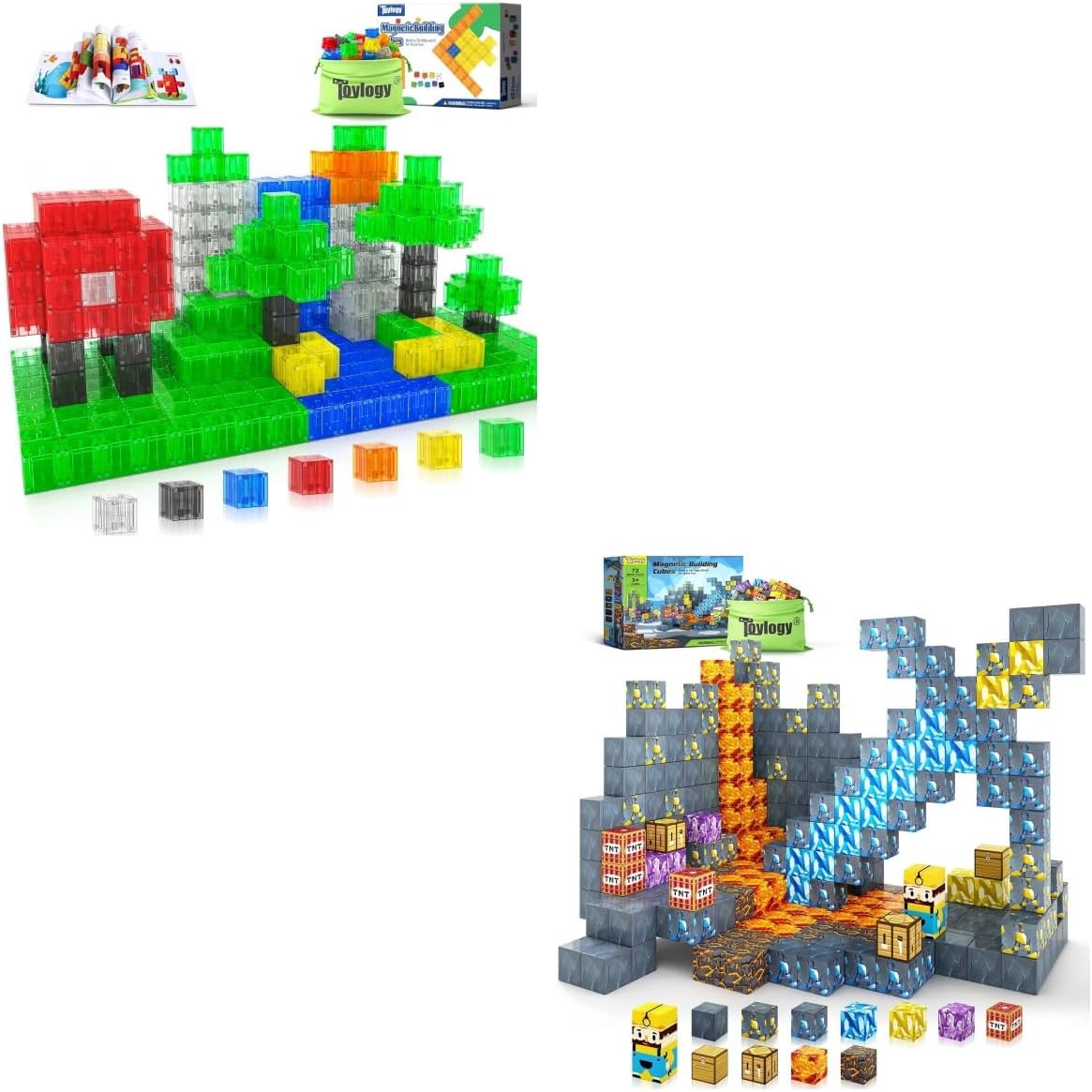Amazon.com: Magnetic Blocks-Build Mine Magnet World Transparent Sword ...