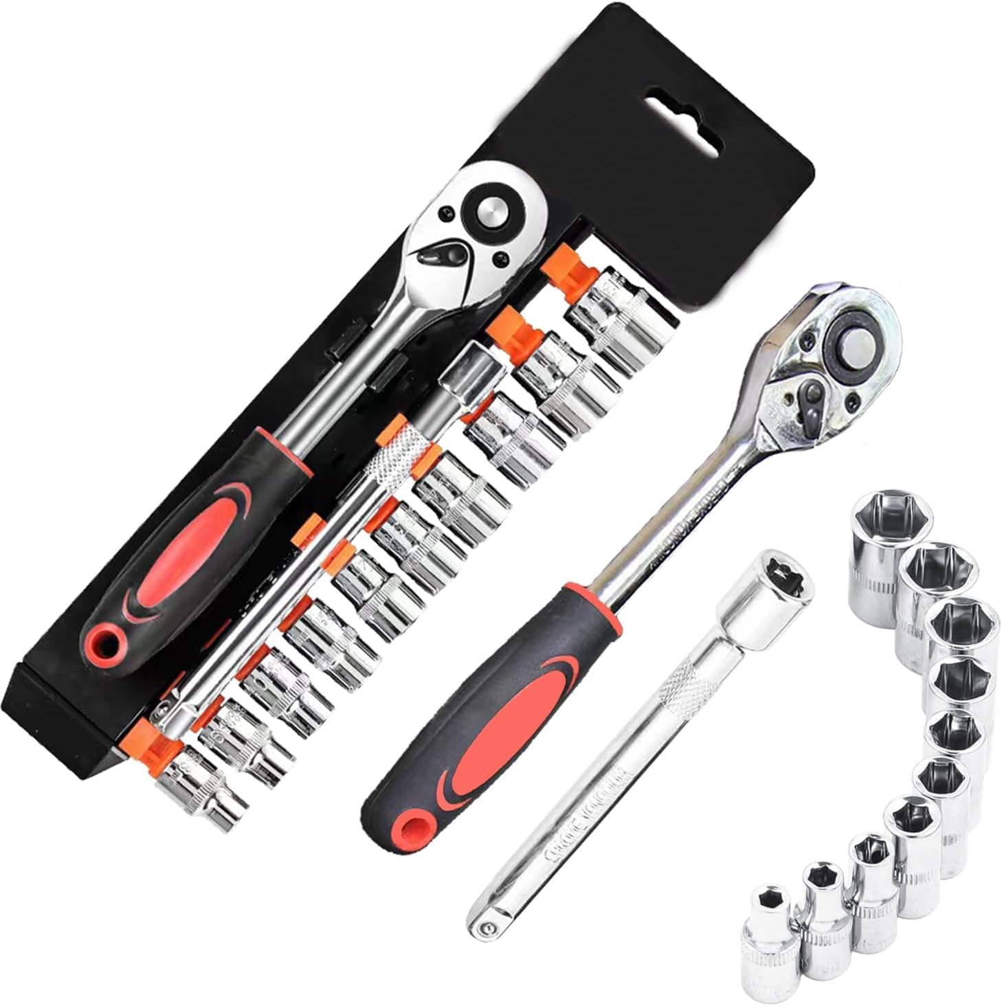 1/4" Ratchet Socket Wrench Set,12 Pieces Drive Sockets Set with Quick ...