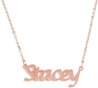 Amazon.com: Stacey Name Necklace - 18ct Rose Gold Plated: Clothing ...