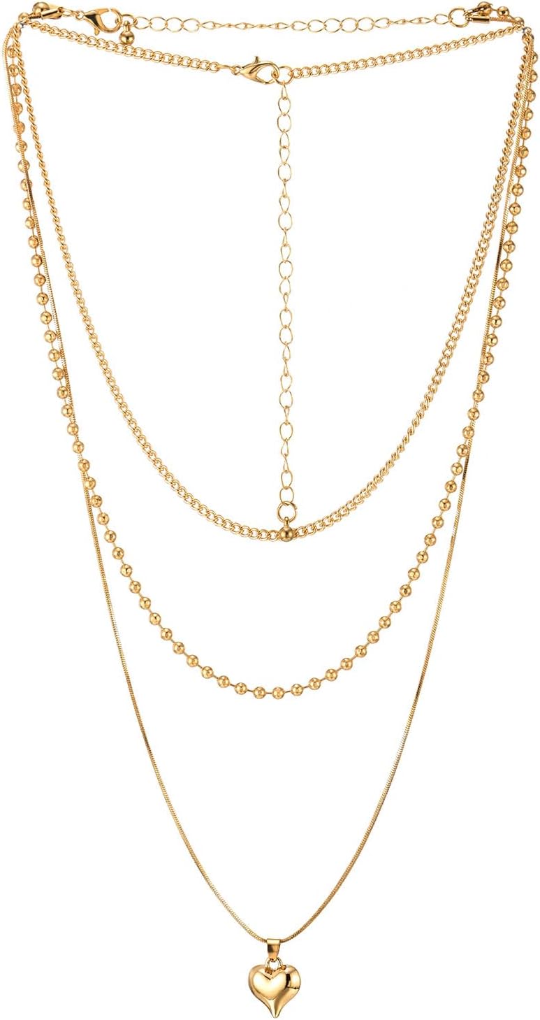 Amazon.com: COOLSTEELANDBEYOND Gold Statement Necklace Waterfall Three ...