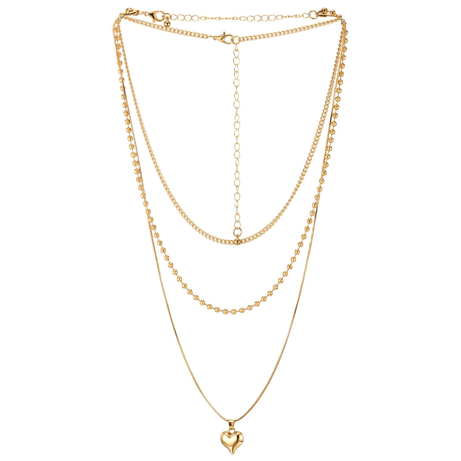 Amazon.com: COOLSTEELANDBEYOND Gold Statement Necklace Waterfall Three ...