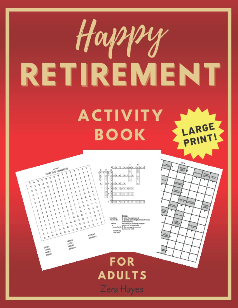 Happy Retirement Activity Book For Adults: Large Print Puzzle Book With ...