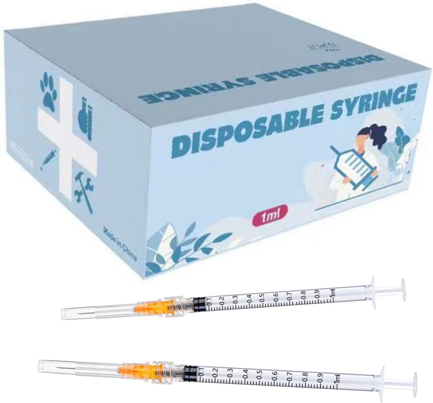 Amazon.com: 50 Pack 1ml/cc Plastic Syringe with 25Ga, Lab Sample ...