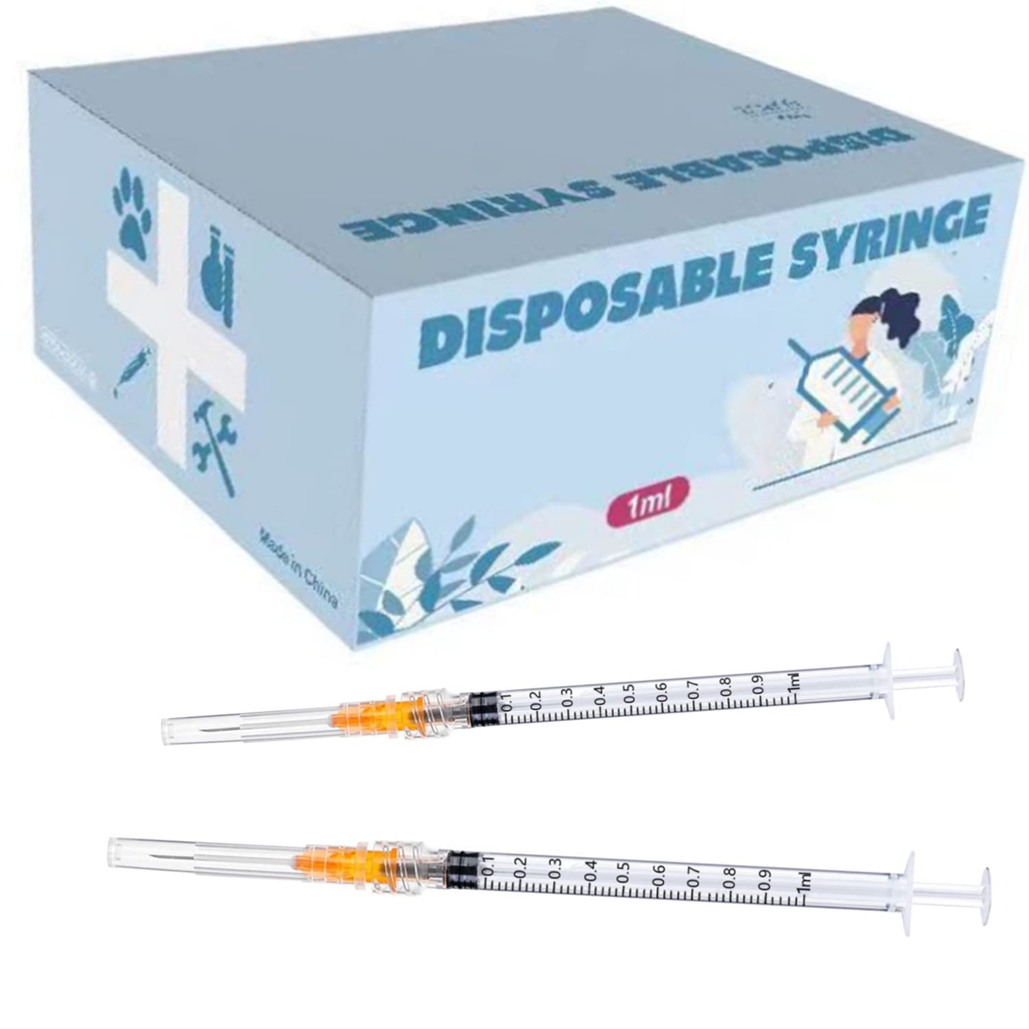 Amazon.com: 50 Pack 1ml/cc Plastic Syringe with 25Ga, Lab Sample ...