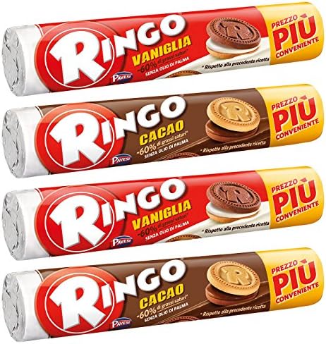 Amazon.com: Pavesi Ringo - Galletas sándwich rellenas de crema de ...