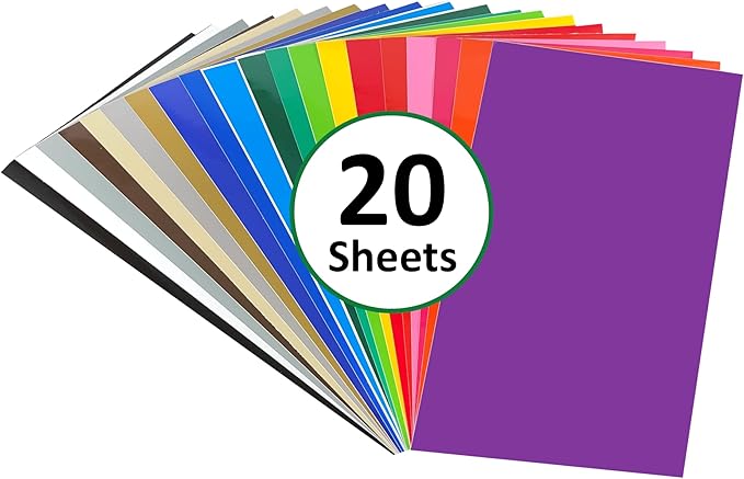 Amazon.com: Craft E Vinyl - 12" x 24" - 20 Sheets Assorted Glossy ...