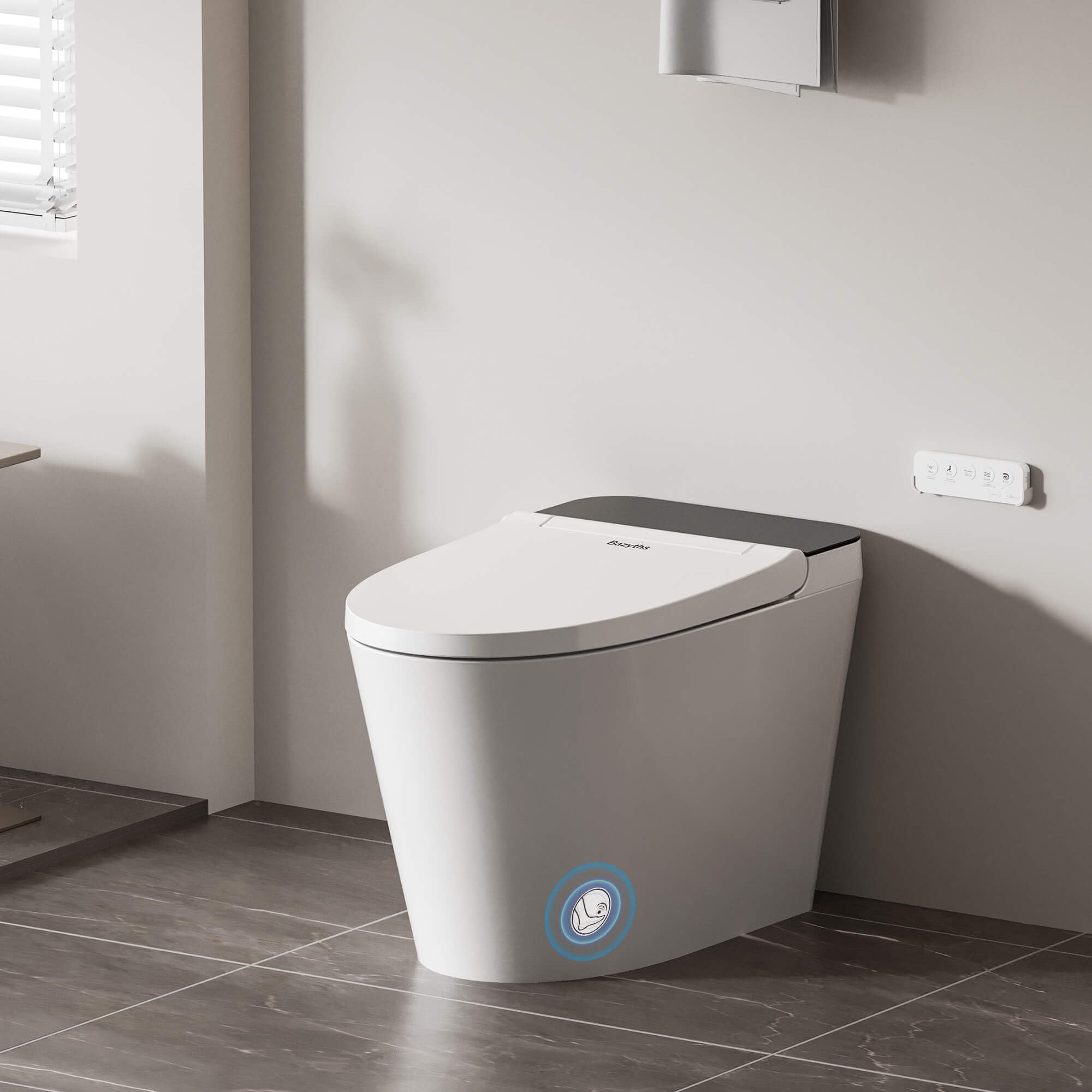 Bazyths Smart Toilet with Built-in Tank & Bidet, Foot Sensor Flush ...