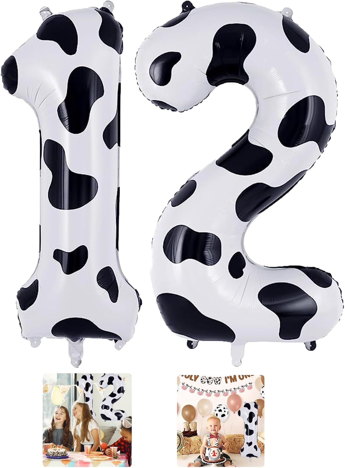 Amazon.com: DTDO 12 Number Balloon Cow Print 40 inch Big Foil Mylar ...