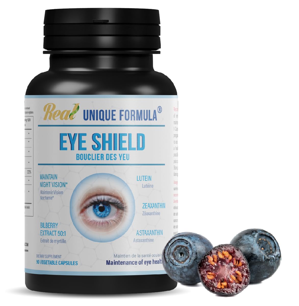 Eye Shield Supplement with Bilberry, Lutein, Zeaxanthin, Astaxanthin ...