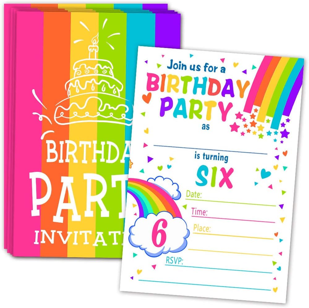 Amazon.com : POP parties Unicorn Pastel LARGE Invitations Rainbow Party ...