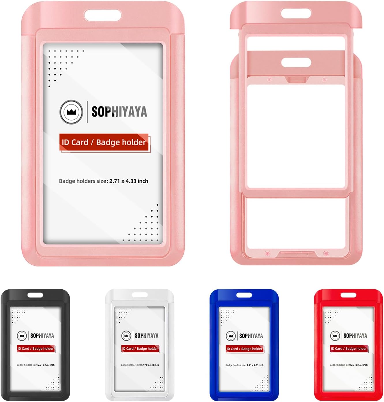 Amazon.com : 2 Pack Sliding ID Badge Holder Hard Plastic Key Card Work ...