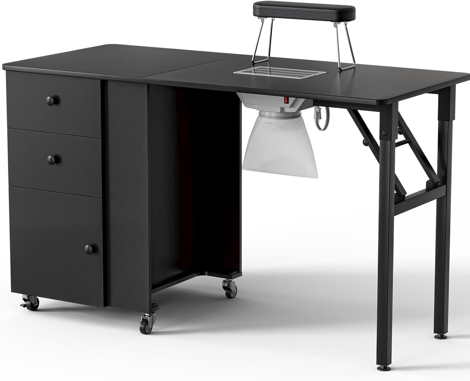 Amazon.com: Paddie Foldable Manicure Table Nail Desk, Foldable Rolling ...
