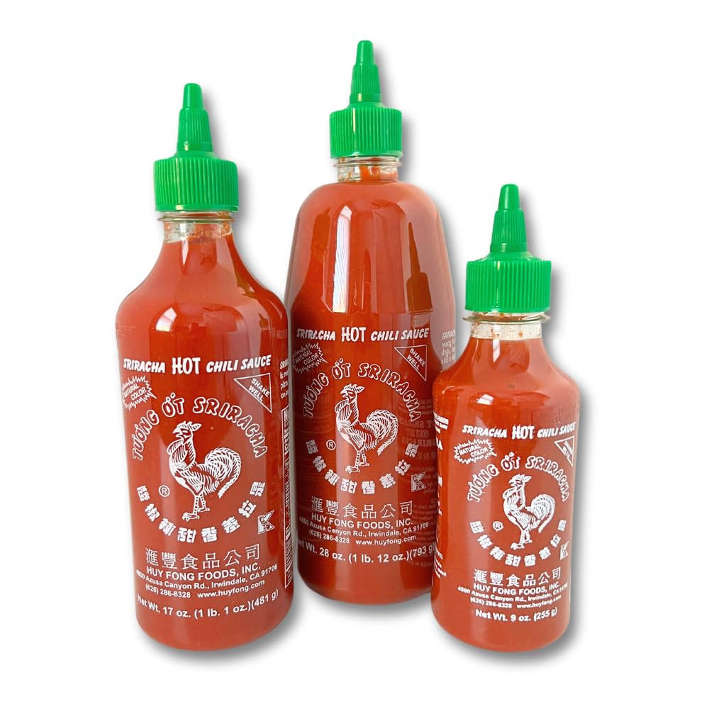 Amazon.com : Sriracha Hot Chili Sauce Bundle - 28oz, 17oz, 9oz, 3-Pack ...