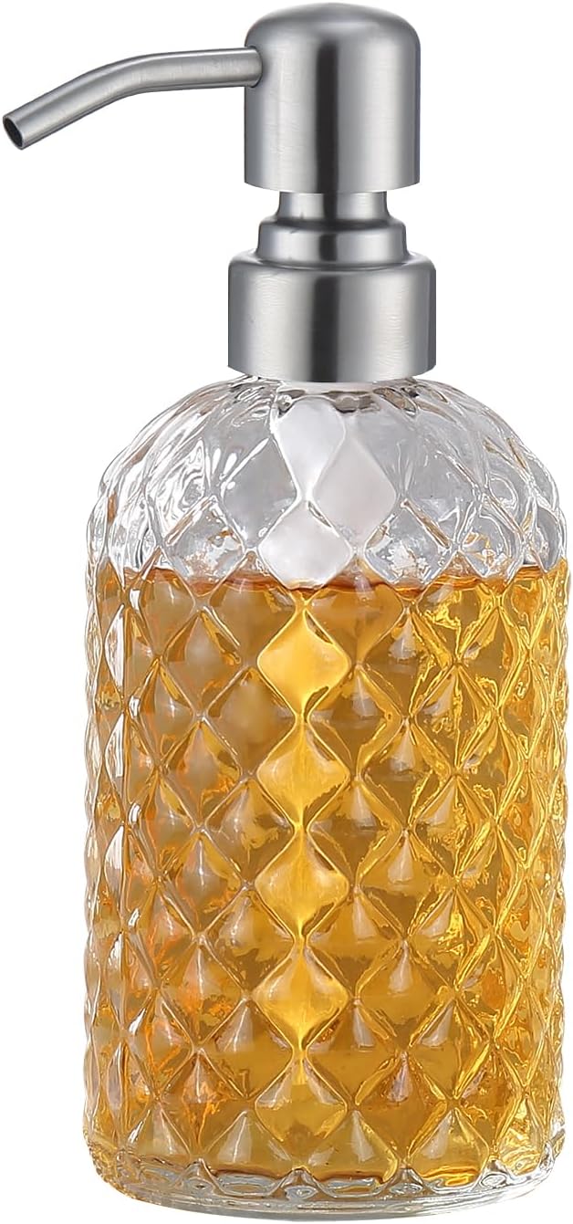 Amazon.com: TUTEW Glass Bathroom Soap Dispenser,16 Oz Glass Dish Soap ...