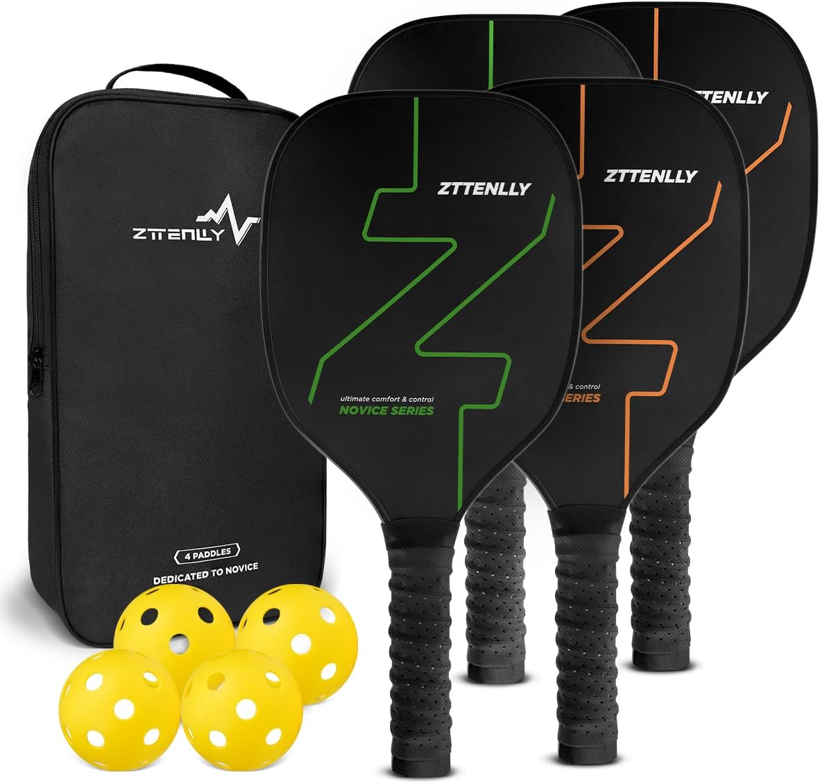 Amazon.com: ZTTENLLY Pickle Paddles Set of 2 or 4 with Indoor Balls ...