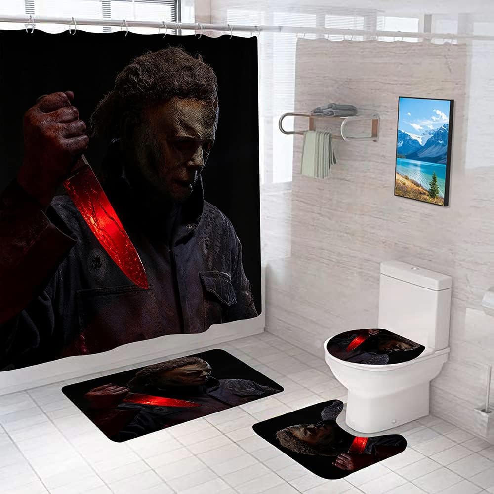 Amazon.com: LUVEQ Horror Shower Curtain Set with Non-Slip Rug, Thick ...