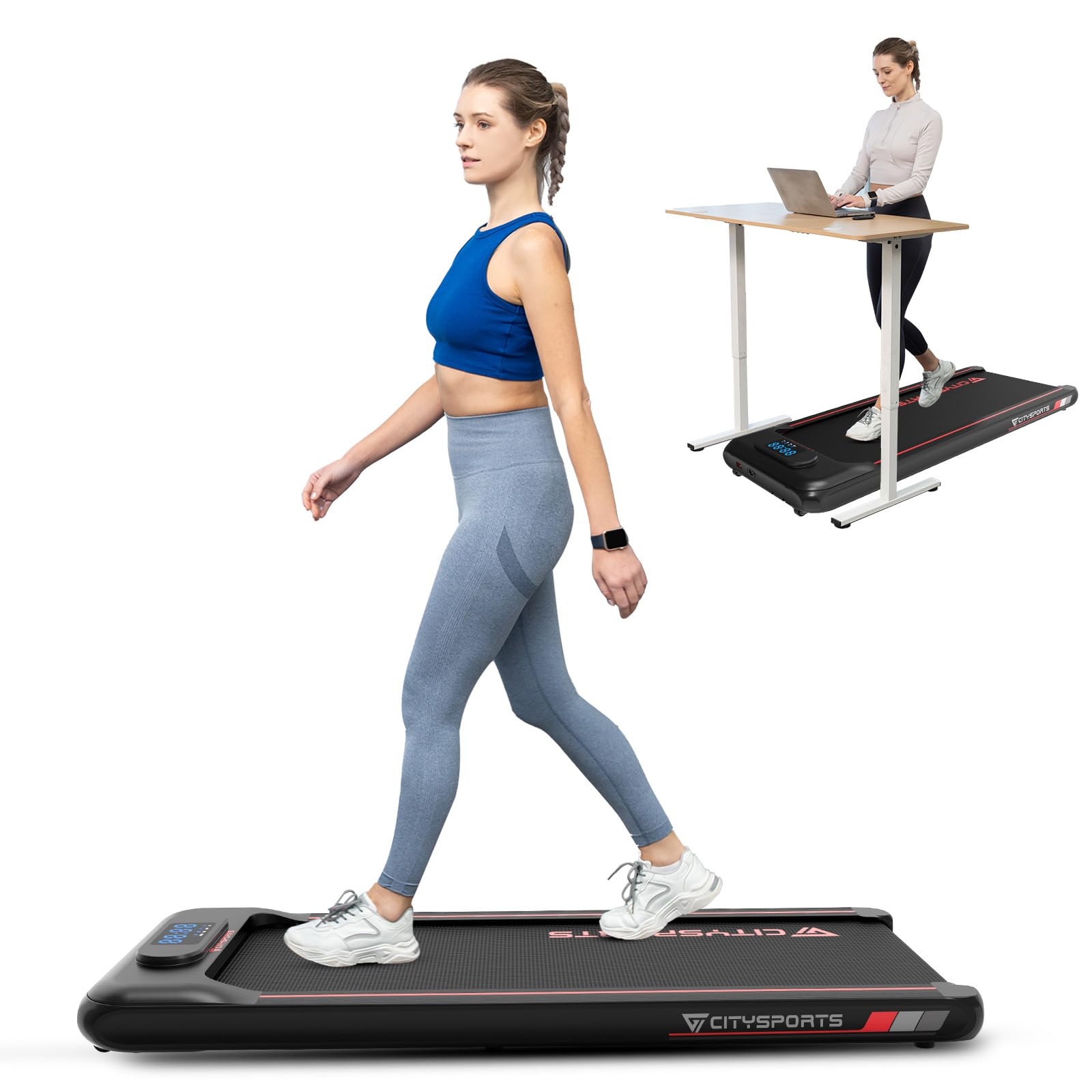 CITYSPORTS Walking Pad Treadmill for Home,Under Desk Treadmill with APP ...