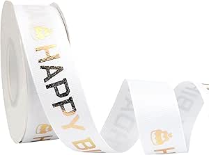 Amazon.com: Happy Birthday Ribbon for Gift Wrapping 1 Inch 25 Yards ...