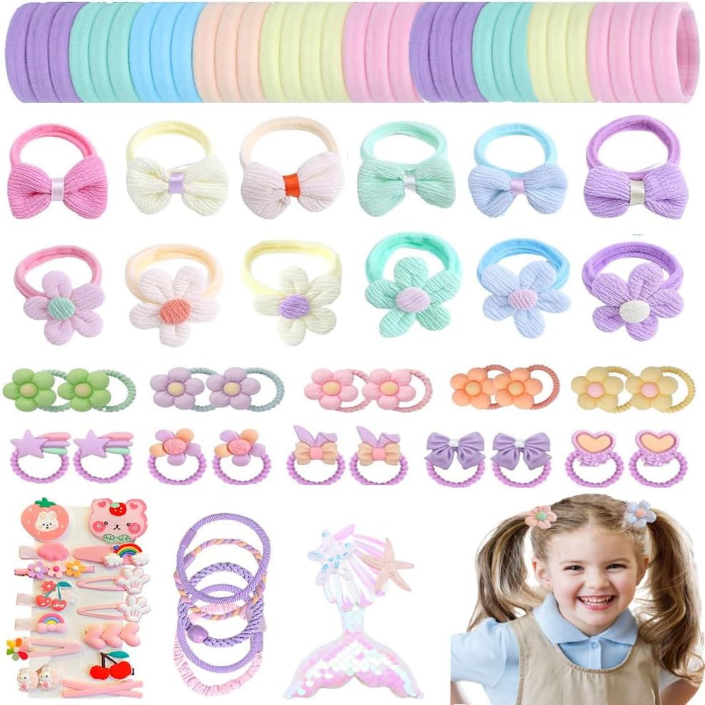 Amazon.com: 40 Pieces Cute Girls Hair Tie Colorful Elastic Kids Hair ...