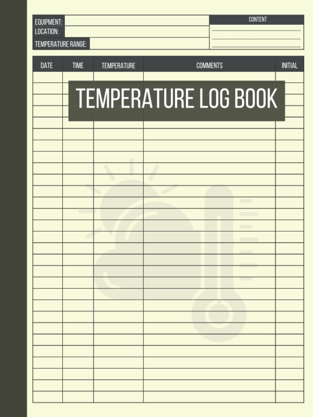 Temperature Log Book Temperature Log Sheets For Home Food Safety ...