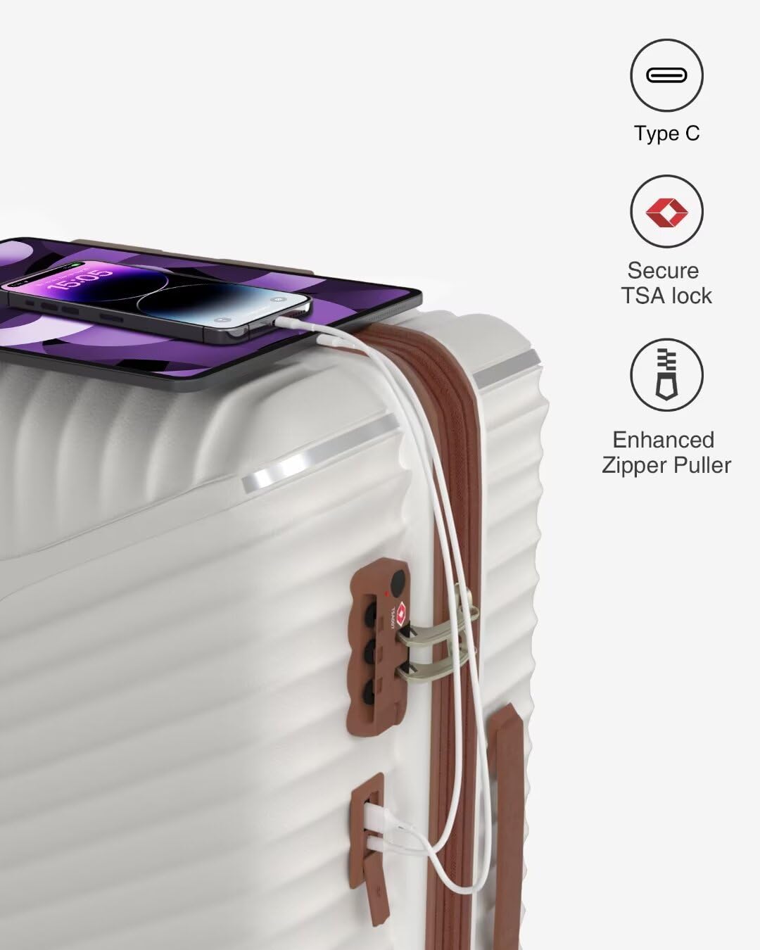 Snapklik.com : LUGGEX Purple Luggage Sets 3 Piece, PP Lightweight Carry ...
