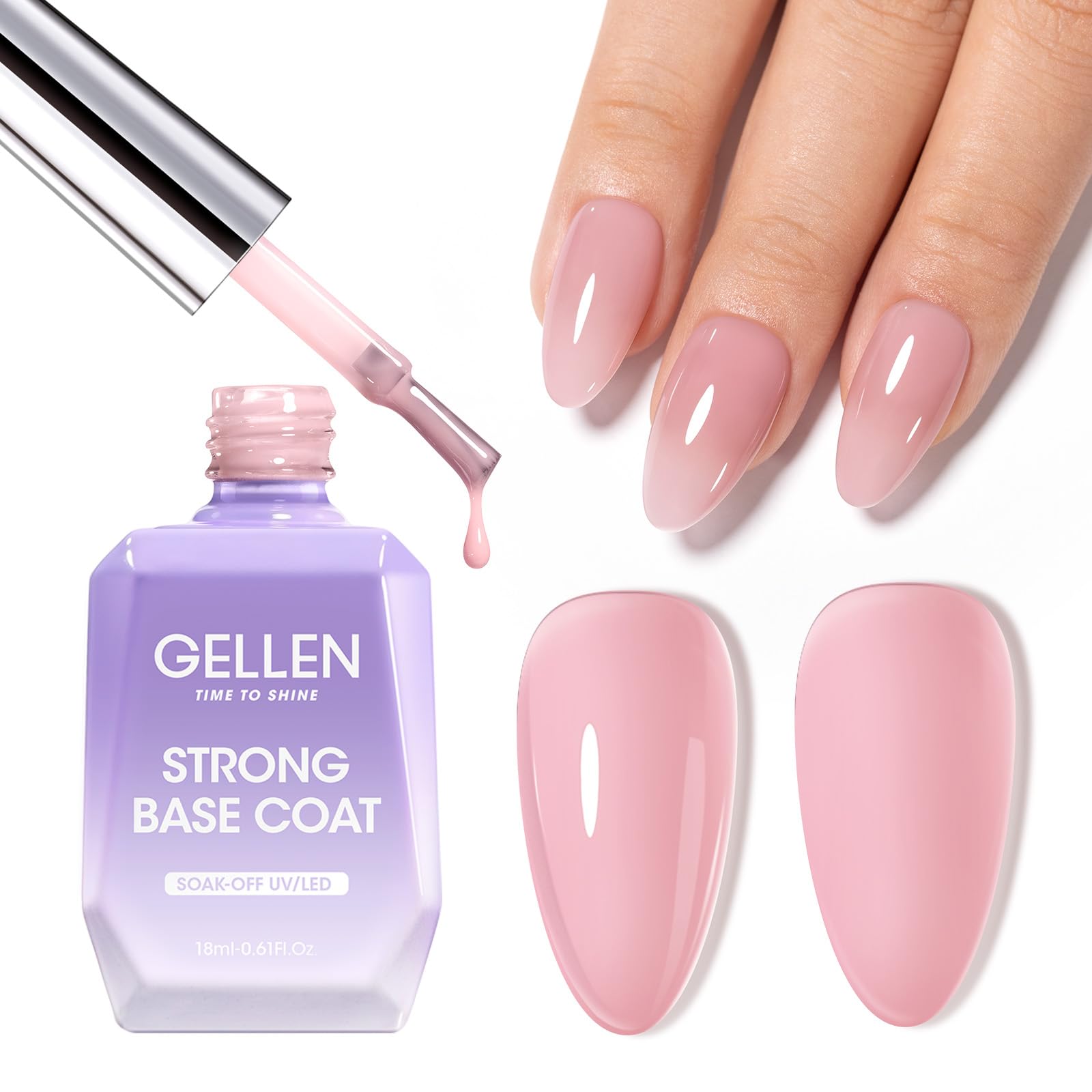 Amazon.com: Gellen Rubber Gel Base for Nails, 6 in 1 Rose Pink Builder ...