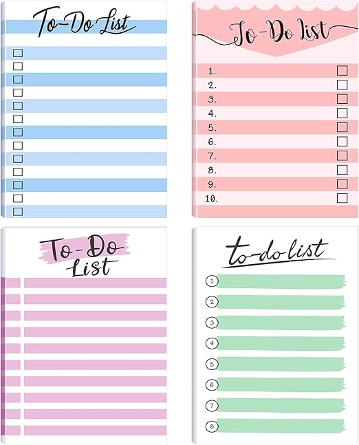Amazon.com : 4 Pieces to Do List Notepad, 200 Sheets 3.9 x 5.9 Inch to ...