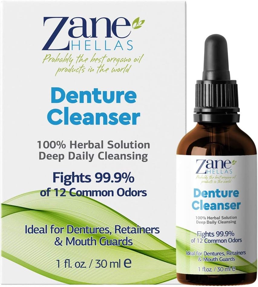 Amazon.com : Zane Hellas Denture Cleaner. Oregano Oil Power. Ideal for ...