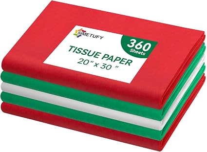 Amazon.com: Simetufy Christmas Tissue Paper for Gift Bags, 360 Sheets ...