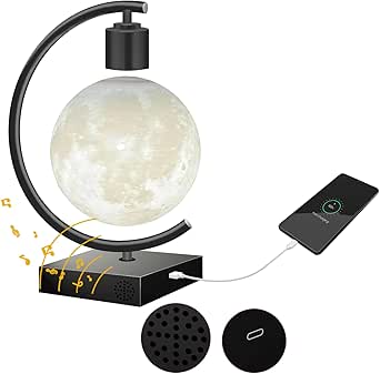 Floatidea Magnetic Levitating Moon Lamp with Bluetooth Speaker 5.0 Type C 18W USB C Fast Charger ...