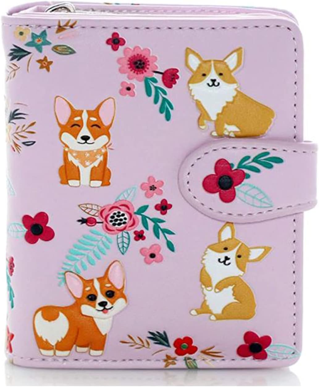 Amazon.com: Shag Wear Corgi Pattern Small Zipper Women's Faux Leather ...