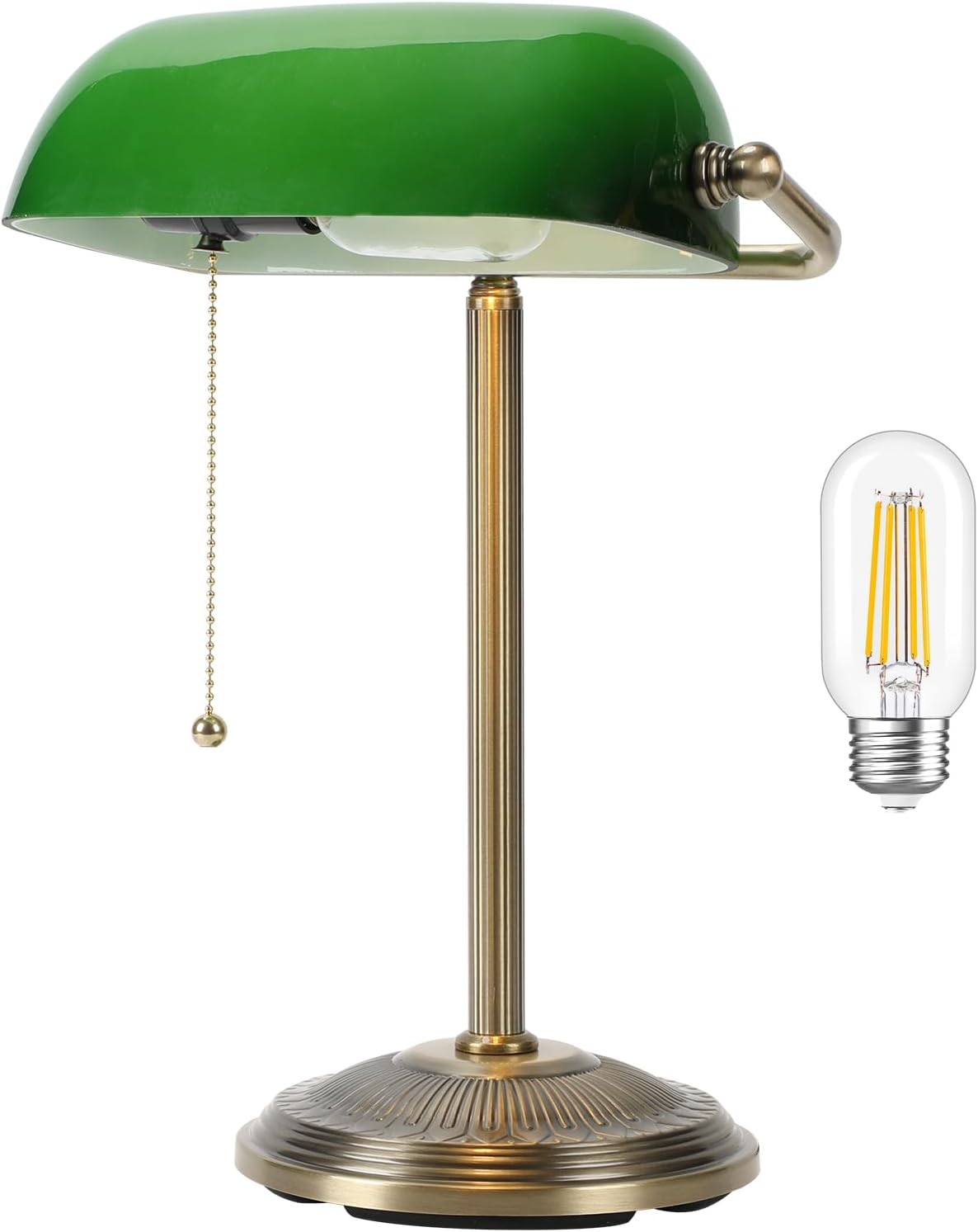 NISSAFORS Bankers Desk Lamp, Green Glass Shade, Vintage Desk Lamp with ...