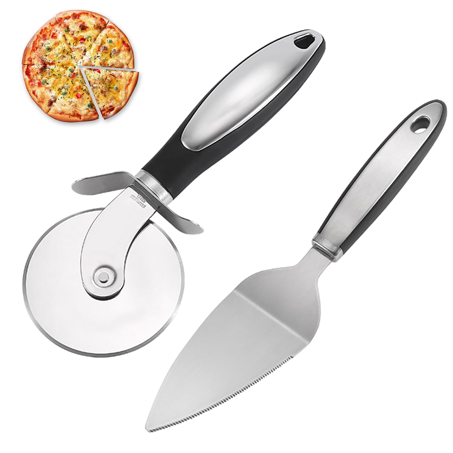 Amazon.com: ZOSIX Pizza Cutter Wheel & Pie Server Set of 2, Stainless ...