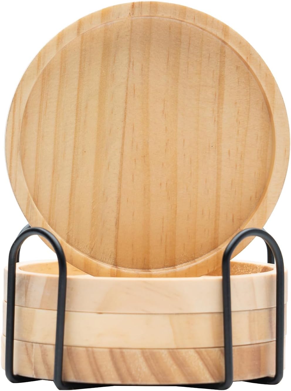 Amazon.com: LanZhiYa Bamboo 4 inch coaster [4 pcs] Coasters with Holder ...