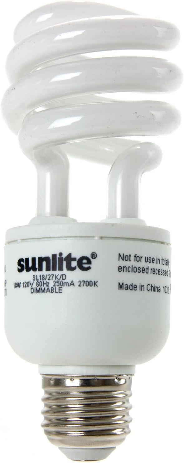 Sunlite SL18/65K 18 Watt Spiral Energy Saving CFL Light Bulb Medium ...