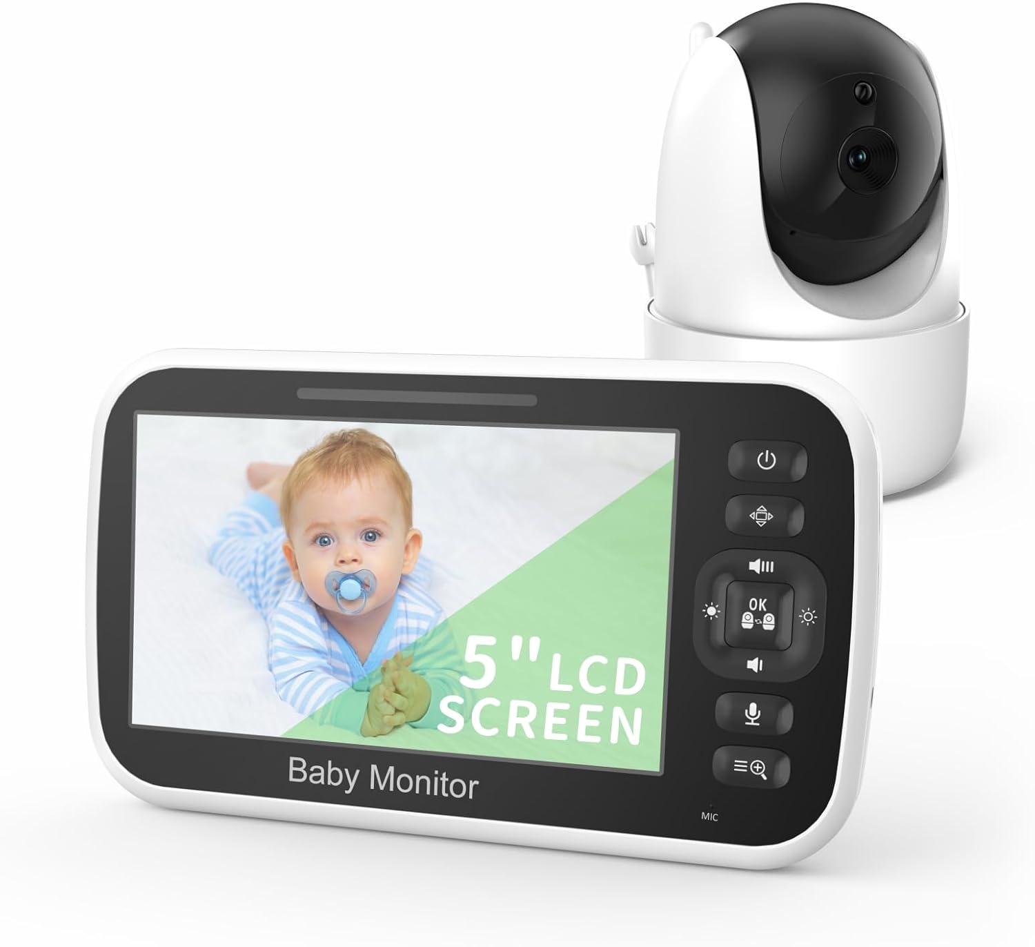 Babystar Baby Monitor with Camera and Night Vision, 5" LCD Screen ...