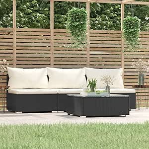 Amazon.com: YUHI-HQYD 4 Piece Patio Lounge Set with Cushions,Patio ...