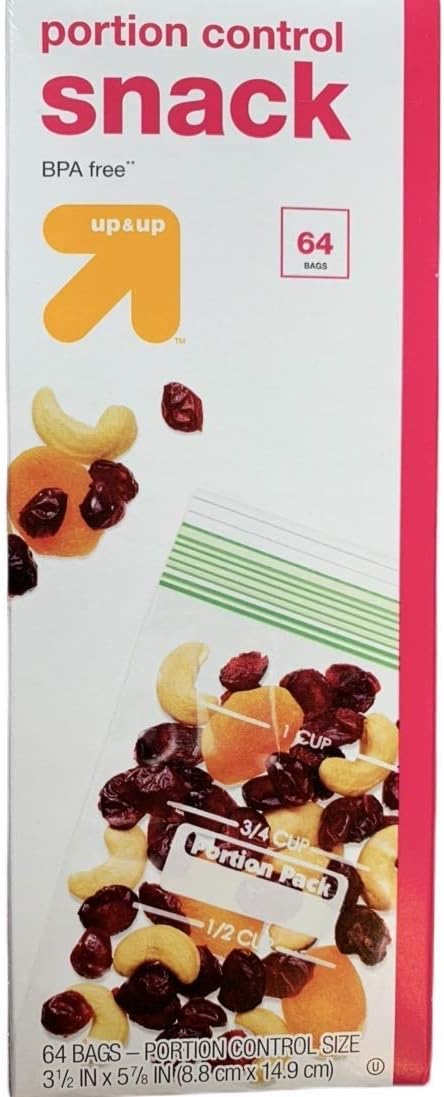 Portion Control Snack Bags (BPA free) ~ 3 1/2" x 5 7/8" ~ (64 bags x 2 ...